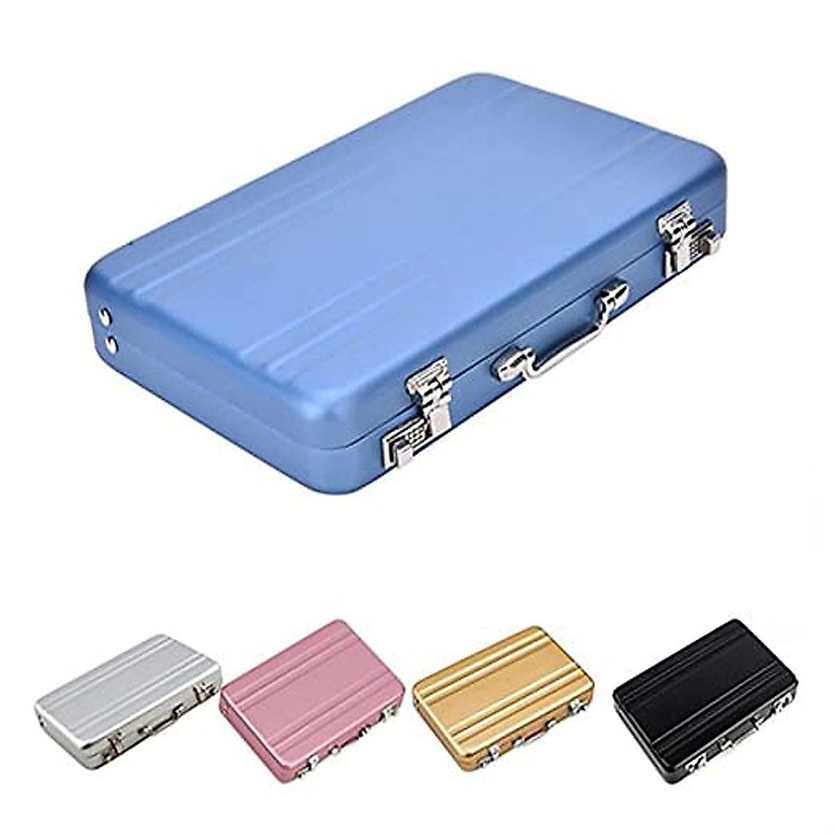 Kangsanli Metal Mini Briefcase Card Holder Case Box,Business Card Organizer for Man and Woman,Card Case Id Holders Luxury Credit Card Holder（Blue）