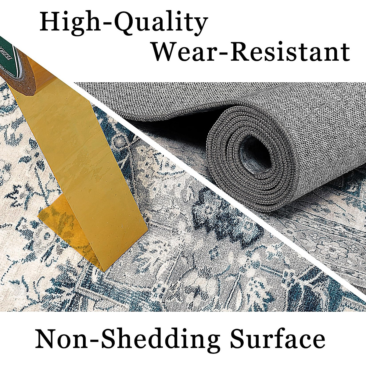 ROYHOME Washable Area Rug 5x7, Vintage Boho Living Room Rug Non-Slip Nursery Rug for Bedroom,Low-Pile Retro Carpet Print Distressed Entryway Rug for Laundry Dining Room Office，5x7