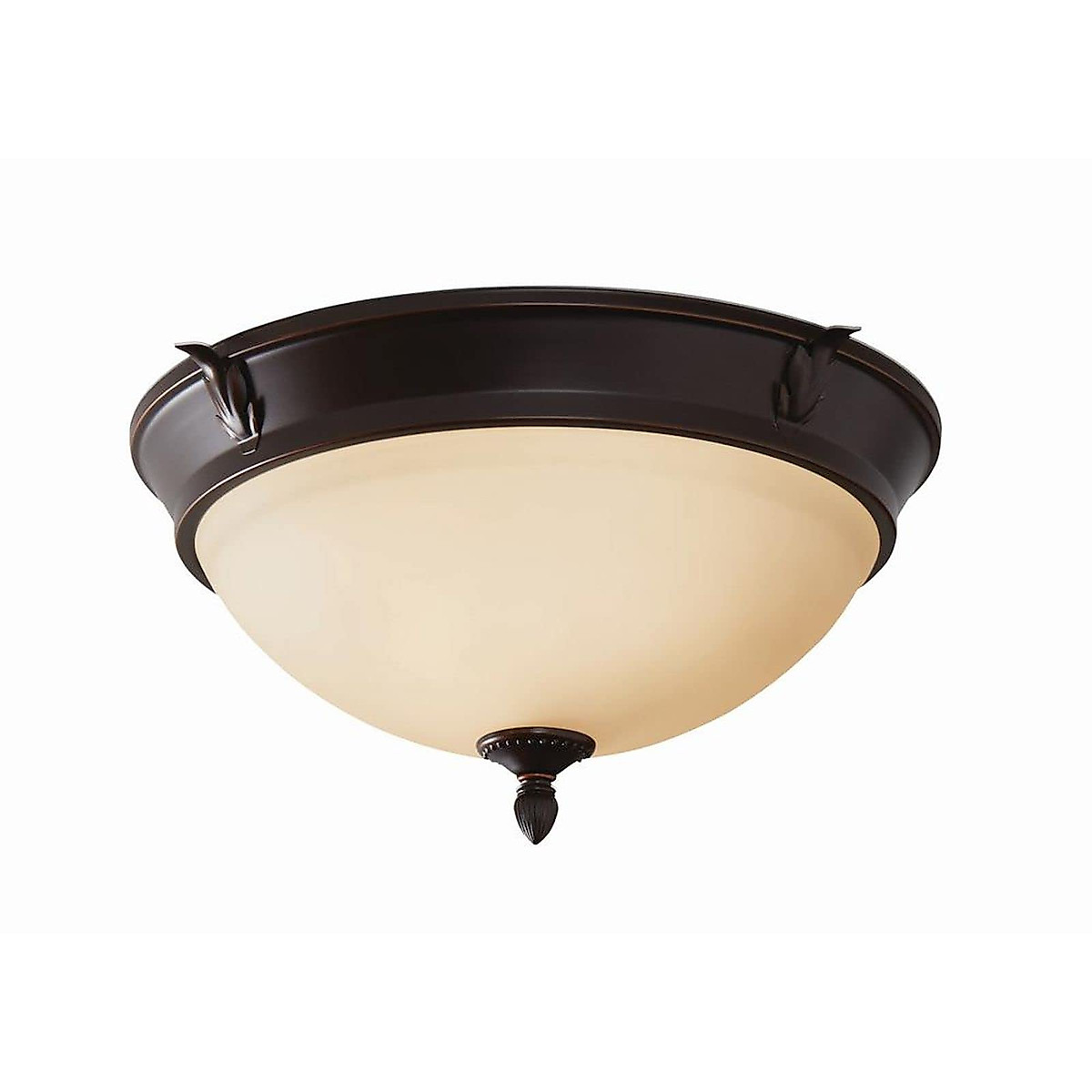 Hampton Bay Lighting 2-Light Oil-Rubbed Bronze Flush Mount with Glass Shade, RS190302