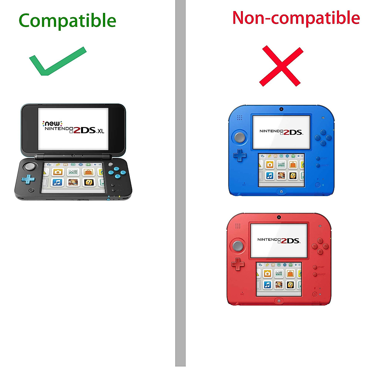 ButterFox Hard Carrying Case for New Nintendo 2DS XL + Large Stylus, Fits Wall Charger, 24 Game Cartridge Case Holder, Large Accessories Pocket - Black + Turquoise