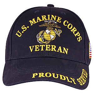 Trendy Zone 21 USMC Hat for Men and Women | Veteran Proudly Served Unisex Black US Marine Corps Cap, Officially Licensed Product | Semper Fi | Navy Blue