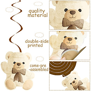 Bear Hanging Swirls Teddy Bear Baby Shower Decorations 15Pcs Teddy Bear Hanging Decor Cute Bear Swirls Ceiling Streamer We Can Bearly Wait Party Decorations for Bear Theme Baby Shower Supplies