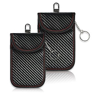 gunhunt 2 Pack Keychain Protector, Car Signal Shielding Keychain Protector, Anti-Theft Pouch, Universal Anti-Hacking Case Blocker (Carbon Fiber Black #Square)