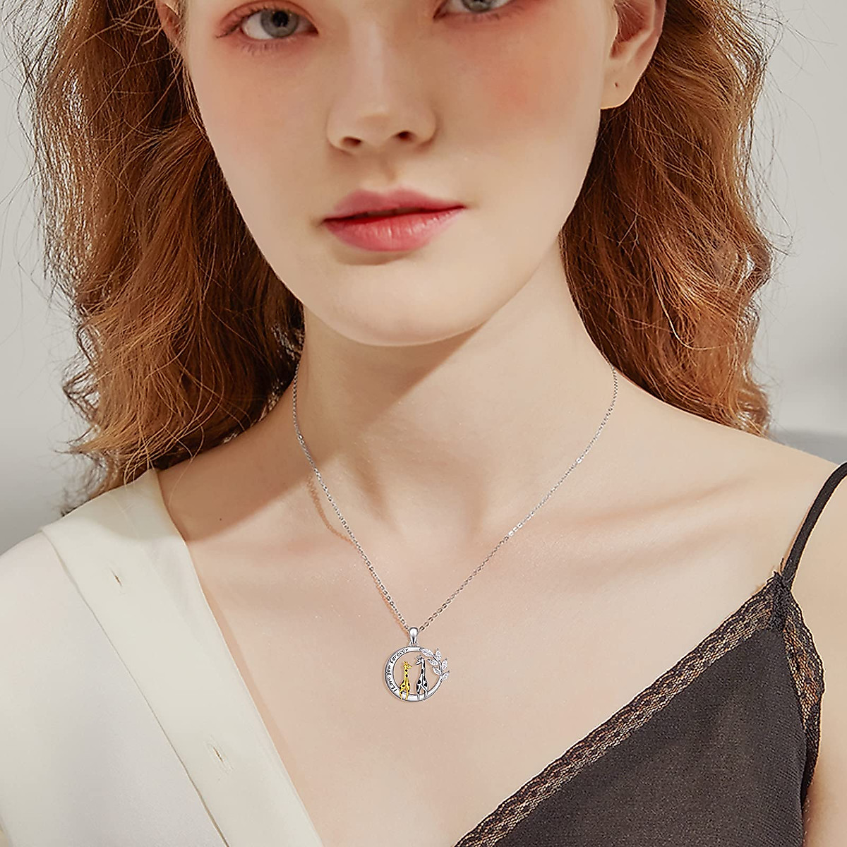 TUGHRA Giraffe Necklace 925 Sterling Silver I Love You Forever Giraffe Pendant Necklaces Xmas Jewelry Gifts for Women Daughter Mom friend Birthday Motherës Day Present