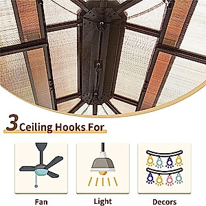 Evedy Gazebo 10x12, Galvanized Steel Double Roof Permanent Aluminum Gazebo, Outdoor Metal Pergolas with Curtain and Net for Garden, Parties, Patio, Deck, Lawns