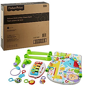 Fisher-Price Baby Gym & Activity Mat, Deluxe Kick & Play Piano Gym with Musical Toys, Lights & Smart Stages Learning