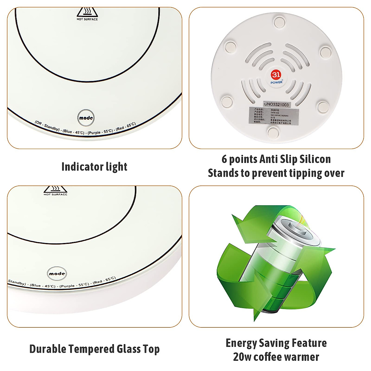 Coffee Warmer, Candle Warmer, Coffee Cup Warmer for Desk, Beverage Warmer for Keep Coffee Milk Tea Hot, Christmas Coffee Gifts(White)