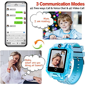 cjc Kids Smart Watches for Boys Girls Ages 3-15, Phone Watch with GPS Tracker SOS 3-Way Call Voice Chat, Educational Toys Smartwatches w SIM Slot 1.4 Touchscreen, Xmas Gift for 3-15 Years Toddler