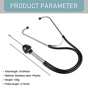 dawfall 1 PC Automotive Engine Stethoscope, Versatile Stainless Steel Mechanics Cylinder Stethoscope, Automotive Diagnostic and Measurement Tools, Universal for Most Cars (Black & Silver)