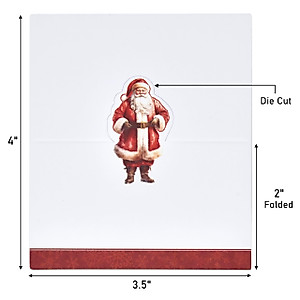 100 Pack Christmas Place Cards Holiday Seating Name Card Die Cut Xmas Santa Claus Table Setting Folded Paper Tent Cards for Winter Dinner Wedding Tables Placement Party Decorations 2" x 3.5"