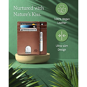 Access Denied Vegan Leather Slim Minimalist Wallets For Men - Cruelty Free Non Leather Front Pocket Thin Mens Wallet RFID Credit Card Holder Gifts For Him