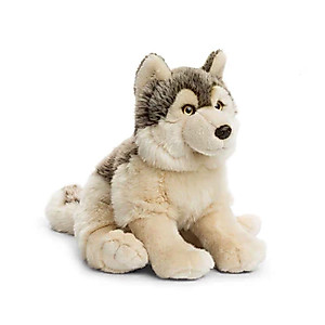 TAMMYFLYFLY Little Silver Grey Wolf Lifelike Plush Beanbag Stuffed Animal Toy
