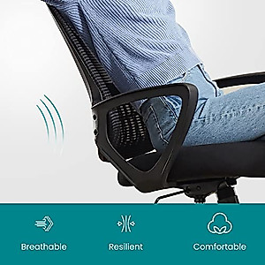 Office Chair, Ergonomic Office Chair Computer Chair Mesh Home Office Desk Chairs with Armrests, Rolling Swivel Chair with Lumbar Support Height Adjustable