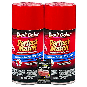 Dupli-Color Cardinal Red Exact-Match Automotive Paint for Ford Vehicles - 8 oz, Bundles with Prep Wipe (3 Items)