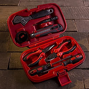 Stalwart - 75-HT1009 Household Hand Tools, Tool Set - 9 Piece by , Set Includes – Adjustable Wrench, Screwdriver, Pliers (Tool Kit for the Home, Office, or Car) Red