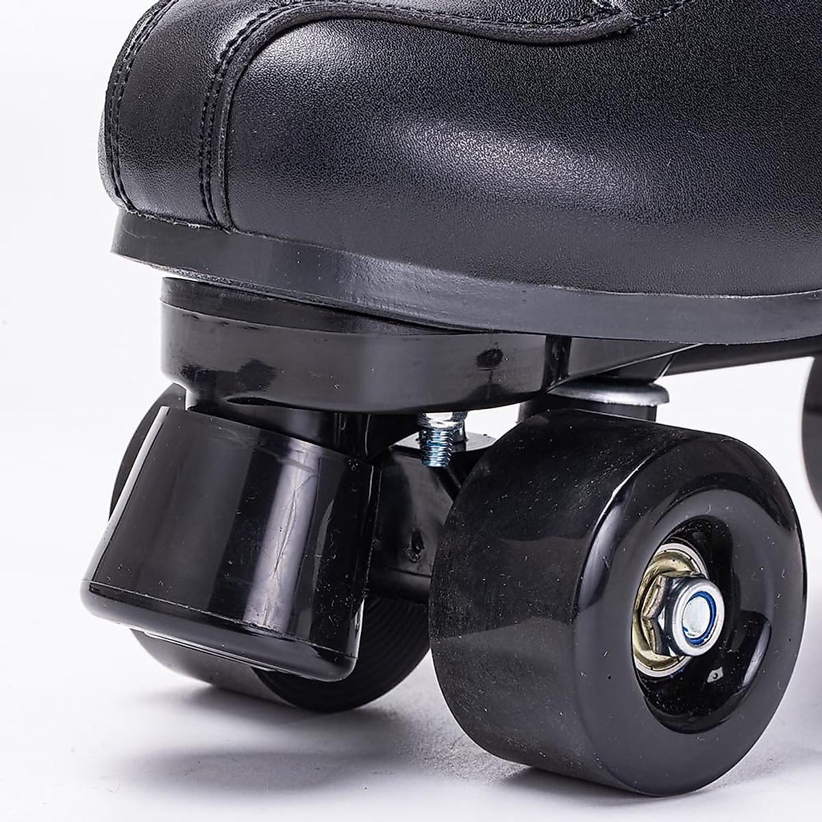 Roller Skates Women Men High-Top PU Leather Roller Skates Classic Double-Row Roller Skates Outdoor Indoor Quad-Skates with Light up Shoe Laces (Black Black Wheel, 45-US Men 11= Women 12)