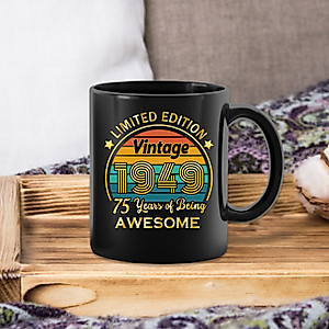 QUPT 75th Birthday Gifts for Women Men, 75th Birthday Gifts for Him, 75 Years Old Gifts, 1949 Birthday Gifts for Women Men, 1949 Birthday Gifts for Her Him, 75th Birthday Presents Coffee Mug