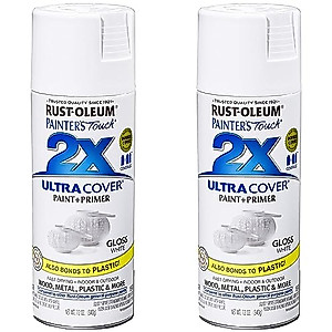 Rust-Oleum 249090 Painter's Touch 2X Ultra Cover Spray Paint, 12 oz, Gloss White (Pack of 2)