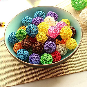 Worldoor 20pcs Wicker Rattan Decorative Balls Table Wedding Party Christmas Season Home Decoration (Brown, Diameter 1.2 Inch)