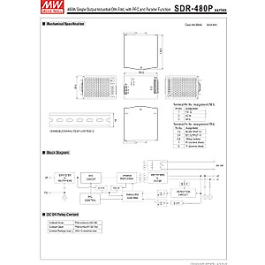 MW Mean Well SDR-480P-24 24V 20A DIN Rail Power Supplies