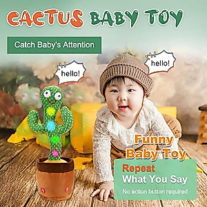 LUKETURE Talking Cactus Baby Toys, Dancing Cactus Mimicking Toy, Singing Cactus Toy Repeat & Record What You Say with 120 English Songs, Electronic Light Up Interactive Toy for Toddler