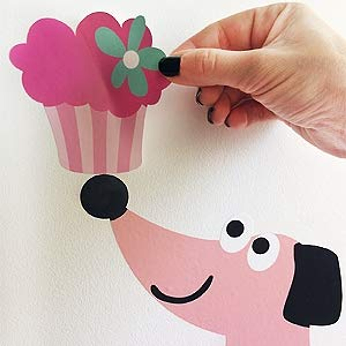 Dog Wall Decals for Girls - Cupcake Cute Pink Decor Stickers for Kids - Wall Decor Stickers for Kids - Baby Decals Dog [>45 Art Baby Bedroom clings]