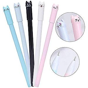 sencoo Girl Cute Pens Kawaii Pen Cute Cat Pen 0.5 mm Gel Pens Black Ball Point Pens for School Office Supplies (12 cat)