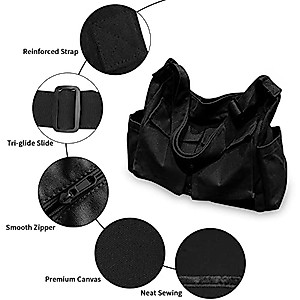 charlore Canvas Shoulder Tote Bag with Multiple Pockets，Large Hobo Crossbody Bag for Women and Men