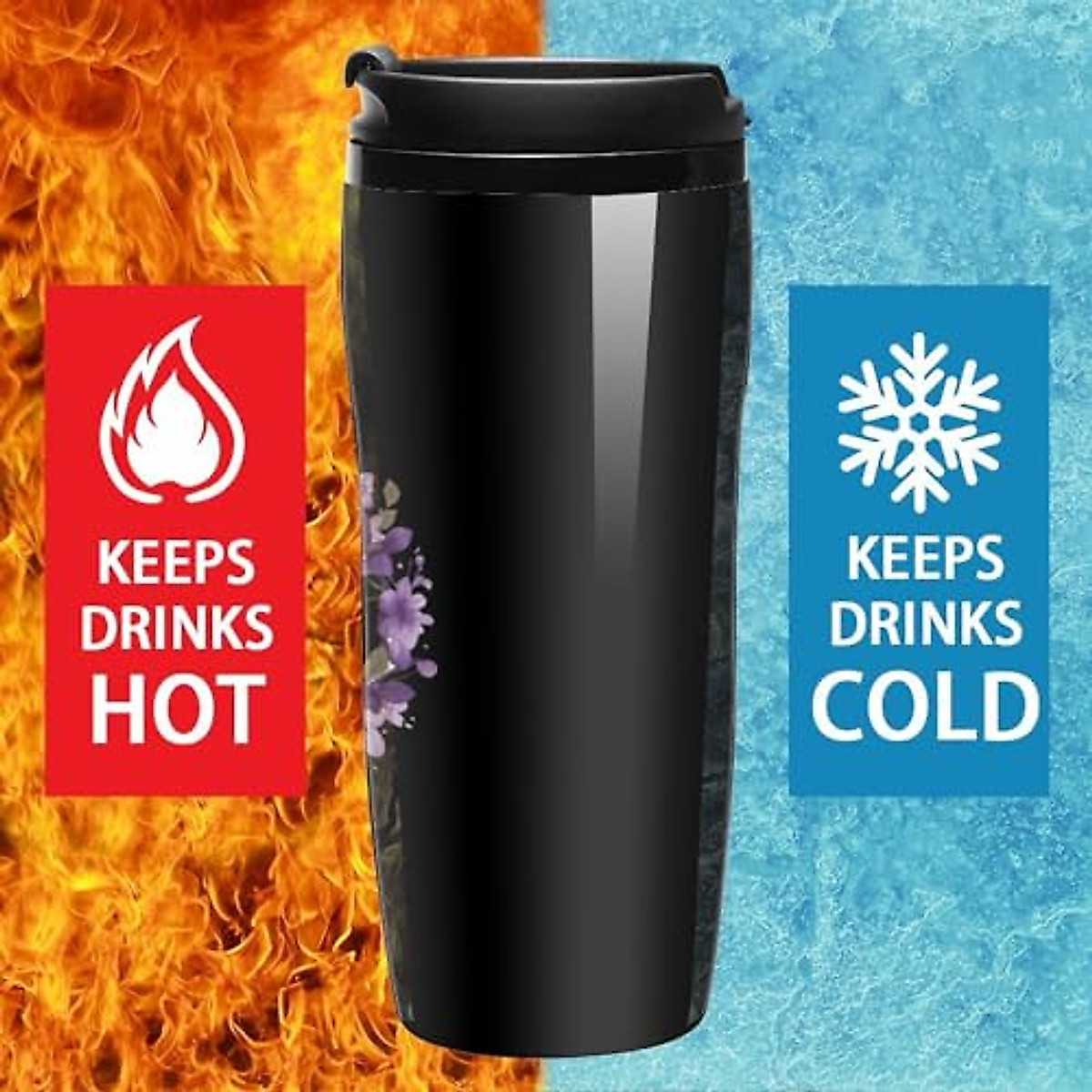 Squirrel Flower Circle Travel Coffee Mug Reusable Coffee Cup Tumbler with Lid for Outdoor 350ml