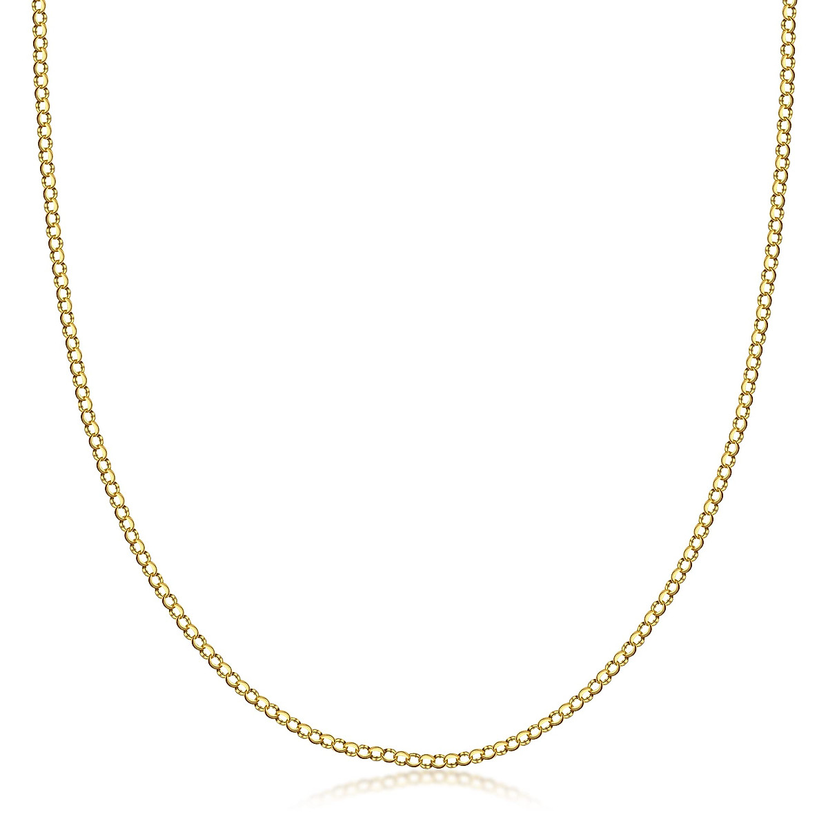 PORI JEWELERS 10K Yellow Gold 2.0MM Round Rolo Link Chain Necklace - Made in Italy (Yellow, 22)