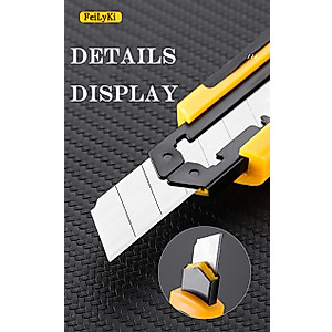 FeiLyKi 4-Pack 18mm box cutter retractable Construction knife Utility Knife Exacto knife,Rubber handle,10 SK5 Snap Off Blades-2051