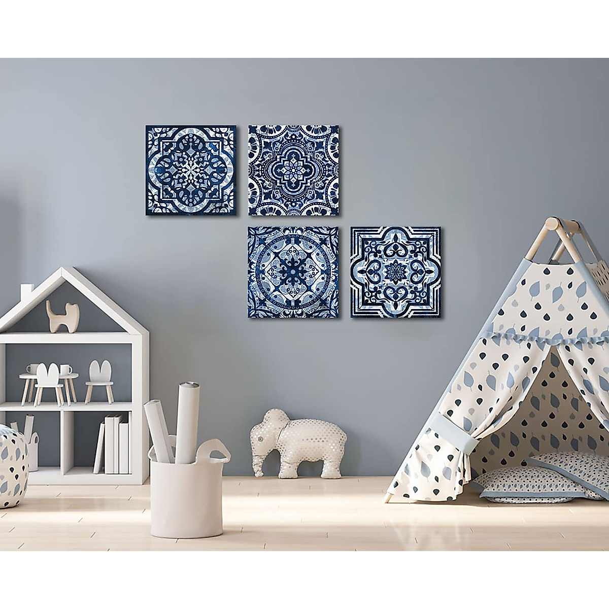 KLAKLA Navy Blue Wall Art - Sturdy Wood Frame Craftsmanship - Versatile Installation for Stylish Decor & Explore Captivating Navy Blue Wall Decor and Canvas Art