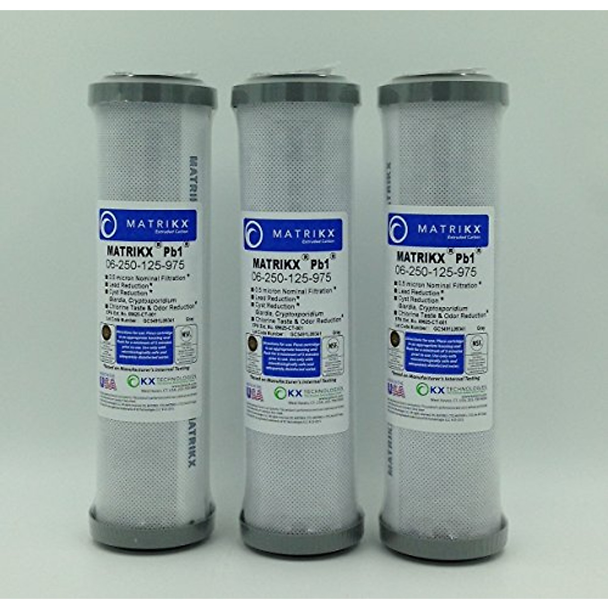 KX MATRIKX Pb1 10-Inch Length Extruded Carbon Block Filter Cartridge, 3-Pack