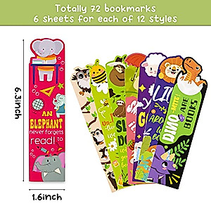 3sscha 72Pcs Animals Bookmarks Shark Cartoon Hilarious Reading Bookmarks for Kids Teacher Student Classroom Reward Supplies Gift for Children Page Markers for Adults Reading Lover Home Office Library
