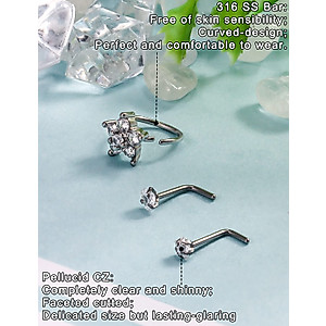 Heienngy 20G Nose Rings Piercing Kit Surgical Stainless Steel Nose Piercing Kit Nose Rings Hoop L Shape Nose Rings Studs 20 Gauge Piercing Needles For Women Men Body Piercing Jewelry Retianer,Silver