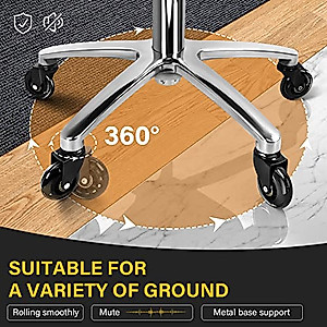 WKWKER Heavy Duty Saddle Rolling Stool with Wheels Hydraulic Swivel Adjustable Rolling Stool Ergonomic Thick Leather Seat Stool Chair for Kitchen Drafting Lab Office Salon Message Stool – White