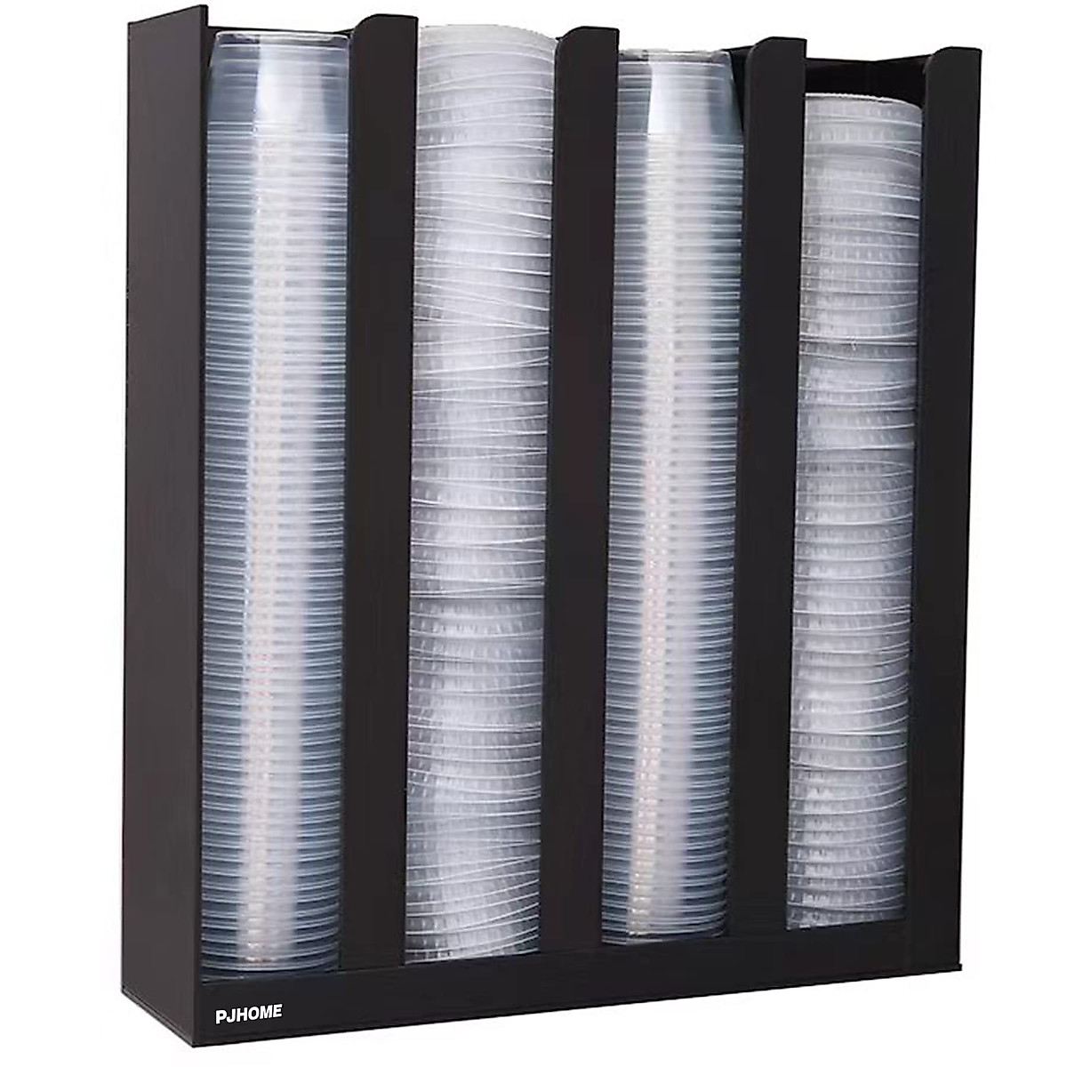 PJHOME Portion Sauce Cup Lid Organizer 4 Compartments Plastic Sauce Cup Holder for Counter Wall Mount Disposable Cup and Lid Storage Restaurant Supplies