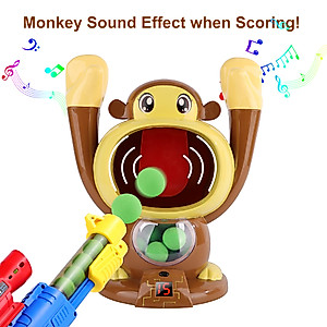 FiGoal Hungry Feeding Game Toy Guns for Boys/Girls, Shooting Games with Electronic Target, Party Cool Toys with LCD Score Record, Sound, 12 Soft Foam Balls, for Kids Age 3-10 Gifts for Valentine's Day