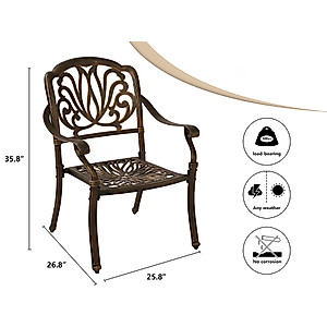 QUYZE 2Pcs Outdoor Dining Chairs, Stackable Dining Chairs Set of 4, Stackable Patio Aluminum Patio Furniture Bronze Bistro Chairs for Backyard, Poolside
