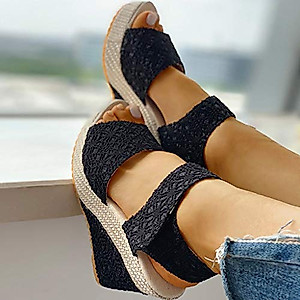 UQGHQO women slippers Women's Sandals Comfortable Flip Flops for Women with Arch Support Summer Casual Wedge Sandals Shoes Massage Function Women's Platform & Wedge Sandals