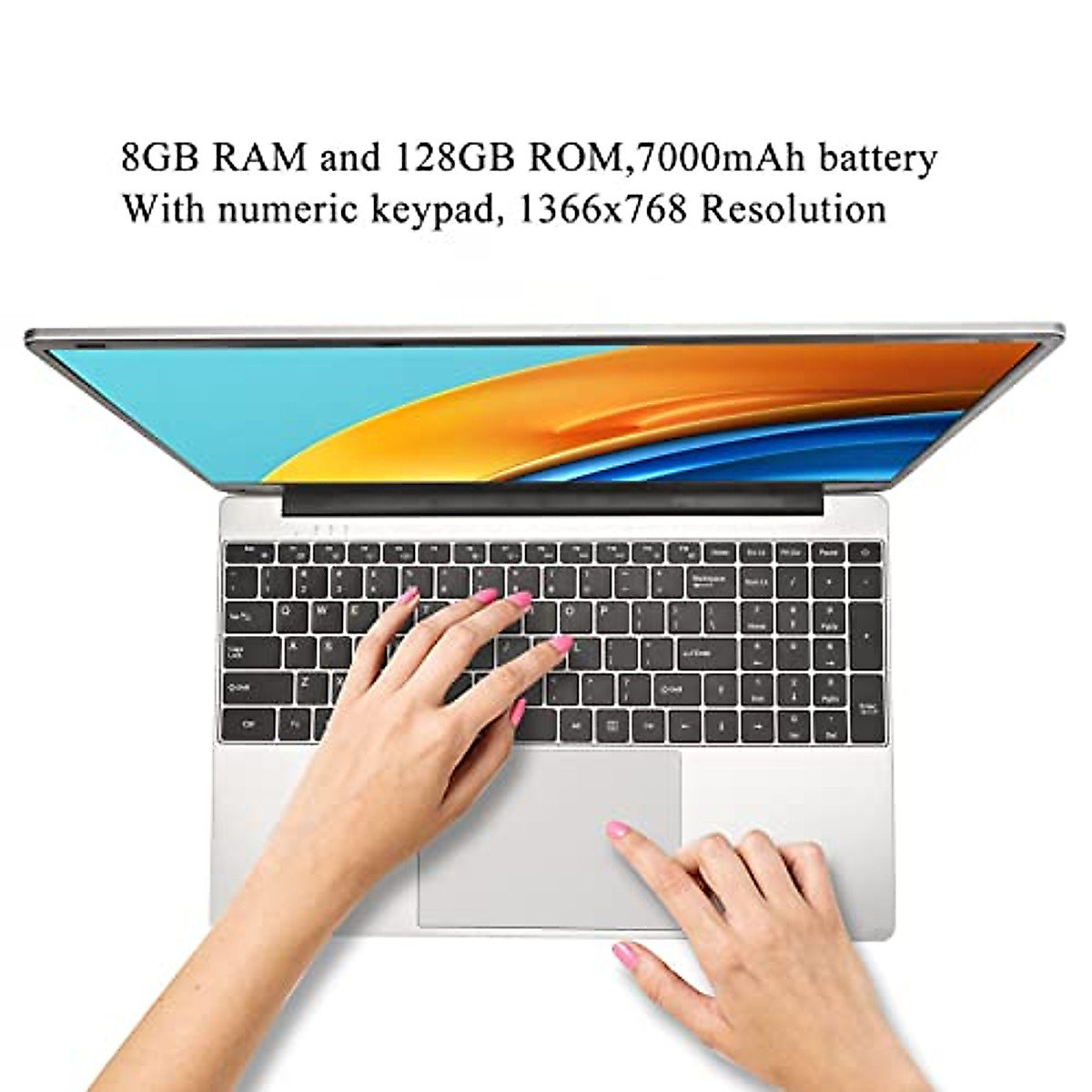 15.6inch Laptop, 1366x768 Full HD Large Screen for Intel J3355CPU CPU Portable Laptop with Numeric Keypad, 8GB RAM 512G ROM, with Camera, Built in Stereo Speakers, Microphone
