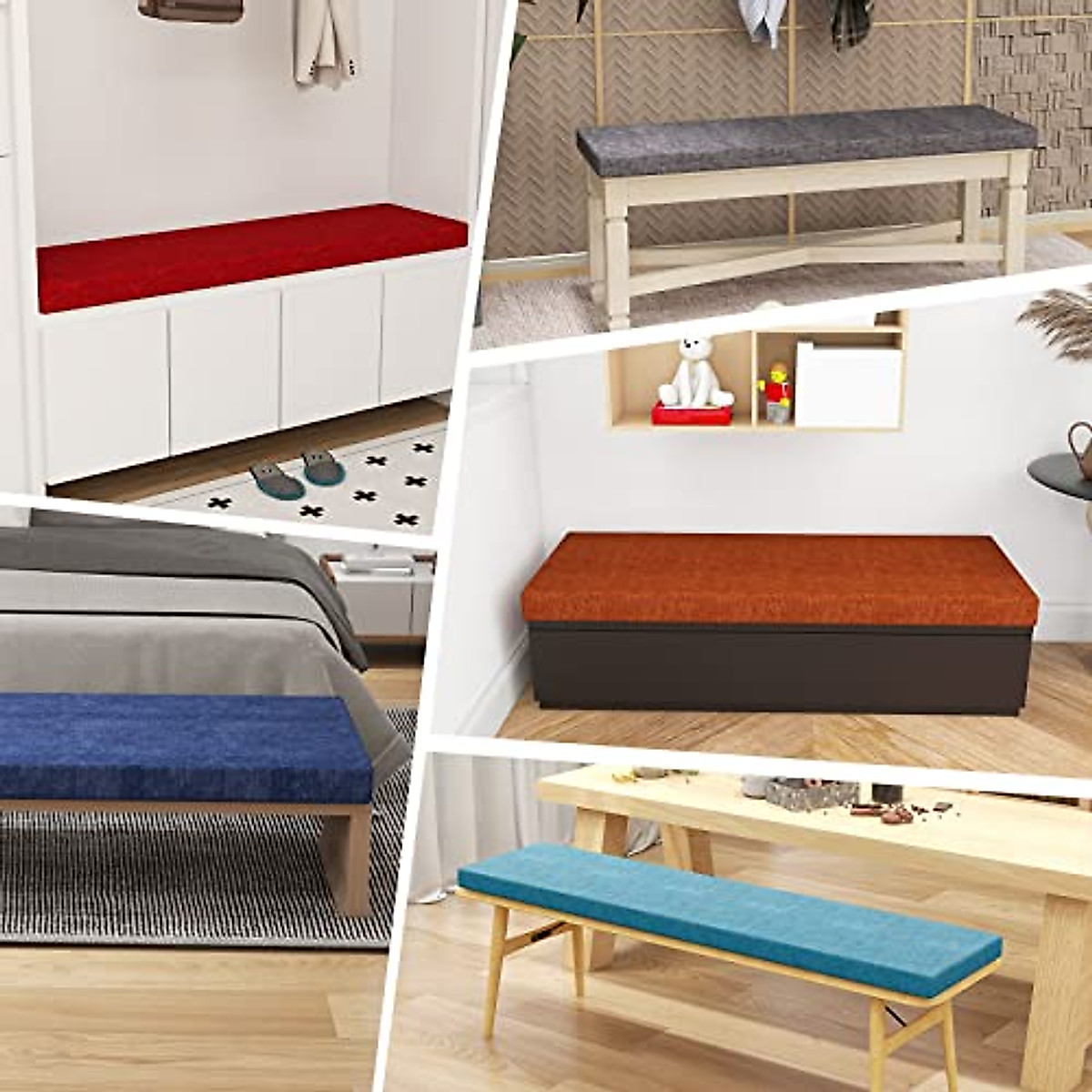 ROFIELTY Bench Cushion 45 inch, Soft Thickened Bench Cushions for Indoor Furniture, Durable Outdoor/Indoor Bench Seat Cushion，Multi-Scene Use. (45x18x2.5, Dark Gray)