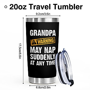 Leebbsin Funny 20oz Tumbler With Lid - Unique Gifts for Grandpa From Granddaughter, Grandson - Best Grandfather Birthday Gift, New Grandpa