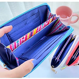 NC Slim Pink wallets for Girls Women, Cute Holographic Luminous Zipper Card Holder Cellphone Handbag Clutch Purse Wallet for Little Girls