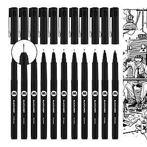MOLOTOW Blackliner Pen Complete Set, 11 Pens, 1 Set Each (200.485)
