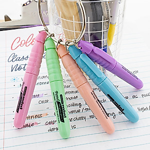 BAZIC Mini Highlighter Pen Pastel Color, Chisel Tip Broad Fine Line Highlighters Unscented (5/Pack), 1-Pack