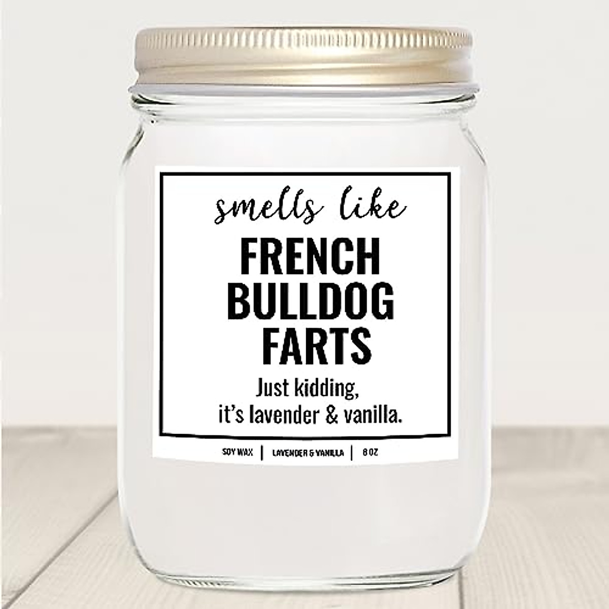 You Nique Designs French Bulldog Candle, 8 Oz, French Bulldog, Frenchie Dad Gifts for Men Women, French Bull Dog Candle, White All Natural Soy Vegan Aromatherapy Candles (Lavender & Vanilla)