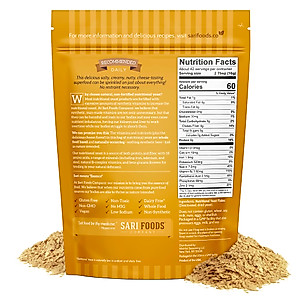 Sari Foods- Non-Fortified Nutritional Yeast Flakes, 24oz or 8oz, Superfood, Rich in Vegan Protein. Gluten Free & Dairy Free Cheese Substitute, Vitamins B, Beta-glucans, and All 18 Amino Acids, Non GMO