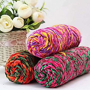 TEXXY 500g Bulky Vegan Soft Yarn Baby Chenille Velvet Yarn Knitting Crochet Yarn Crochet Chenille Yarn DIY Velvet Chenille Yarn (Color : Orange Green)