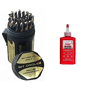 Drill America - DWD29J-CO-PC 29 Piece M35 Cobalt Drill Bit Set in Round Case (1/16" - 1/2" X 64ths), DWDCO Series & Forney 20857 Tap Magic Industrial Pro Cutting Fluid, 4 oz